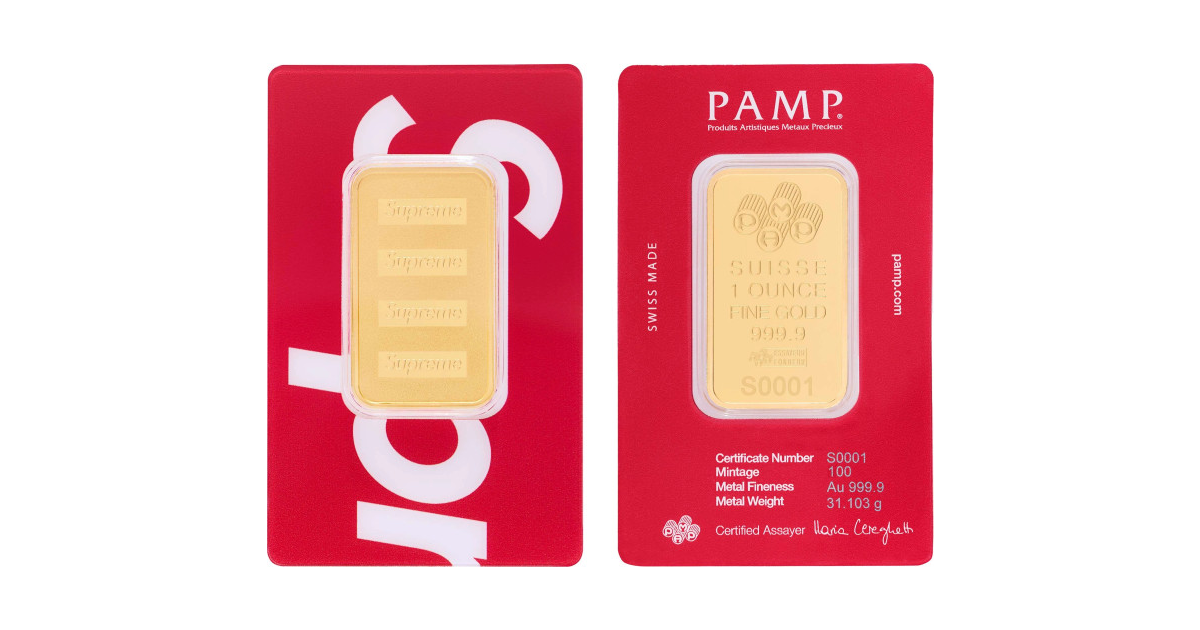 Supreme®/PAMP Suisse 1 oz. Gold Bar - SS26 - Supreme Drop List